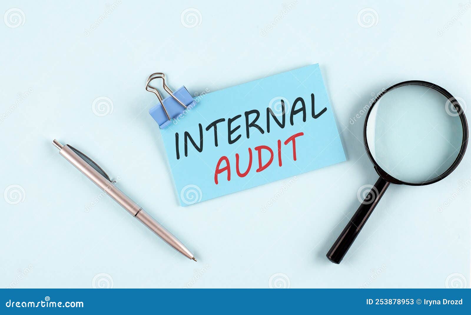 INTERNAL AUDIT Text Written on Sticky with Magnifier and Pen, Business ...