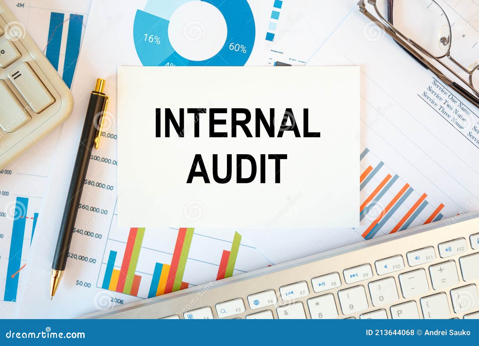 INTERNAL AUDIT is Written in a Document on the Office Desk, Diagram and ...