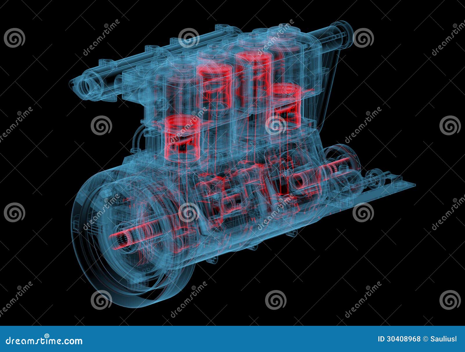 Internal Combustion Engine (3D Xray Red And Blue Transparent) Royalty ... Internal Combustion Engine (3D Xray Red And Blue Transparent) Royalty ...