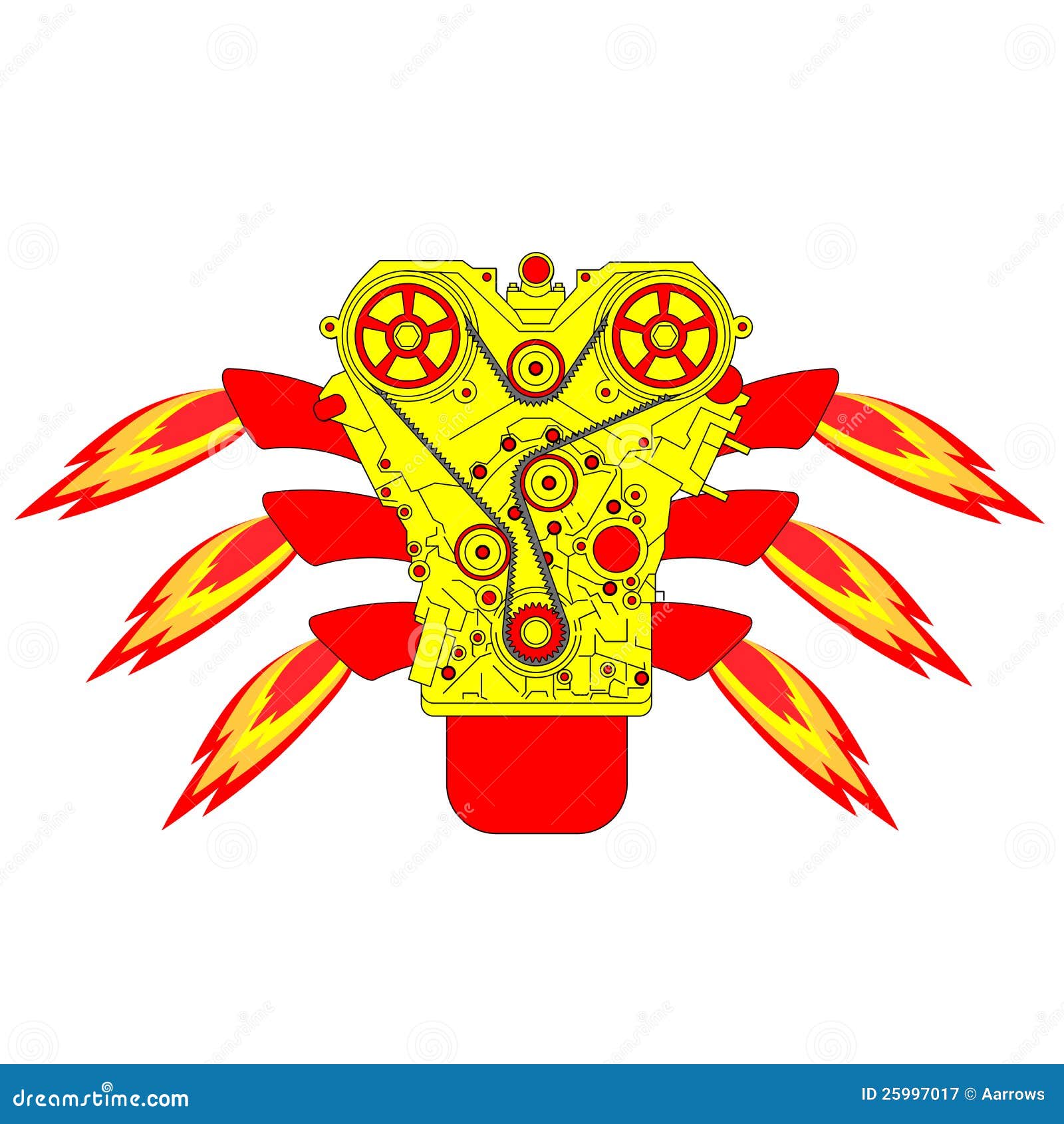 Internal Combustion Engine, With Fire Cartoon Vector | CartoonDealer ...