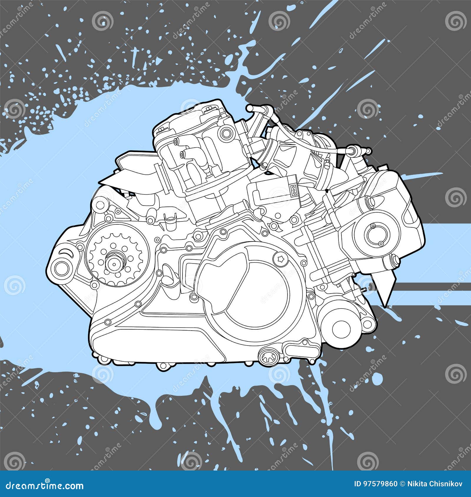 Internal Combustion Engine from the Machine Stock Vector - Illustration ...