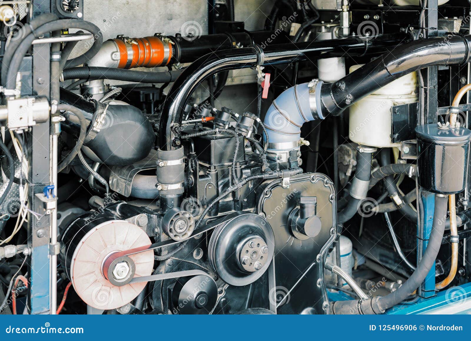Internal Combustion Engine Operating on Gas Fuel Stock Photo - Image of ...