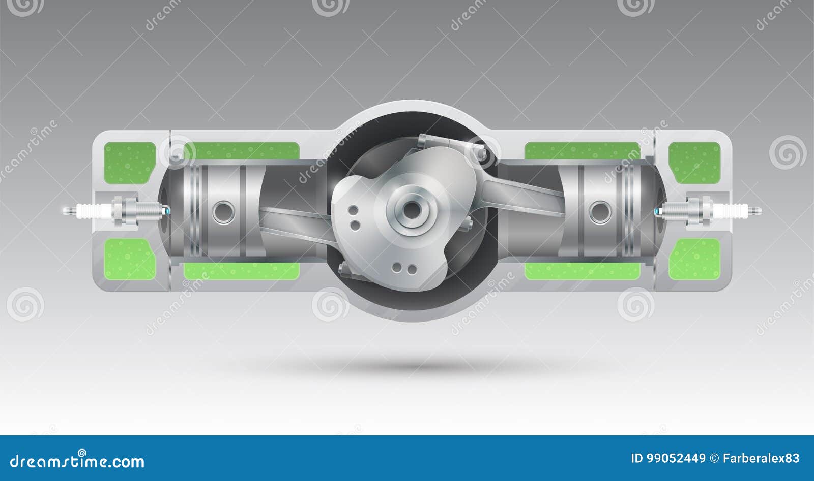 Internal Combustion Engine (3D Xray Red And Blue Transparent) Stock ...