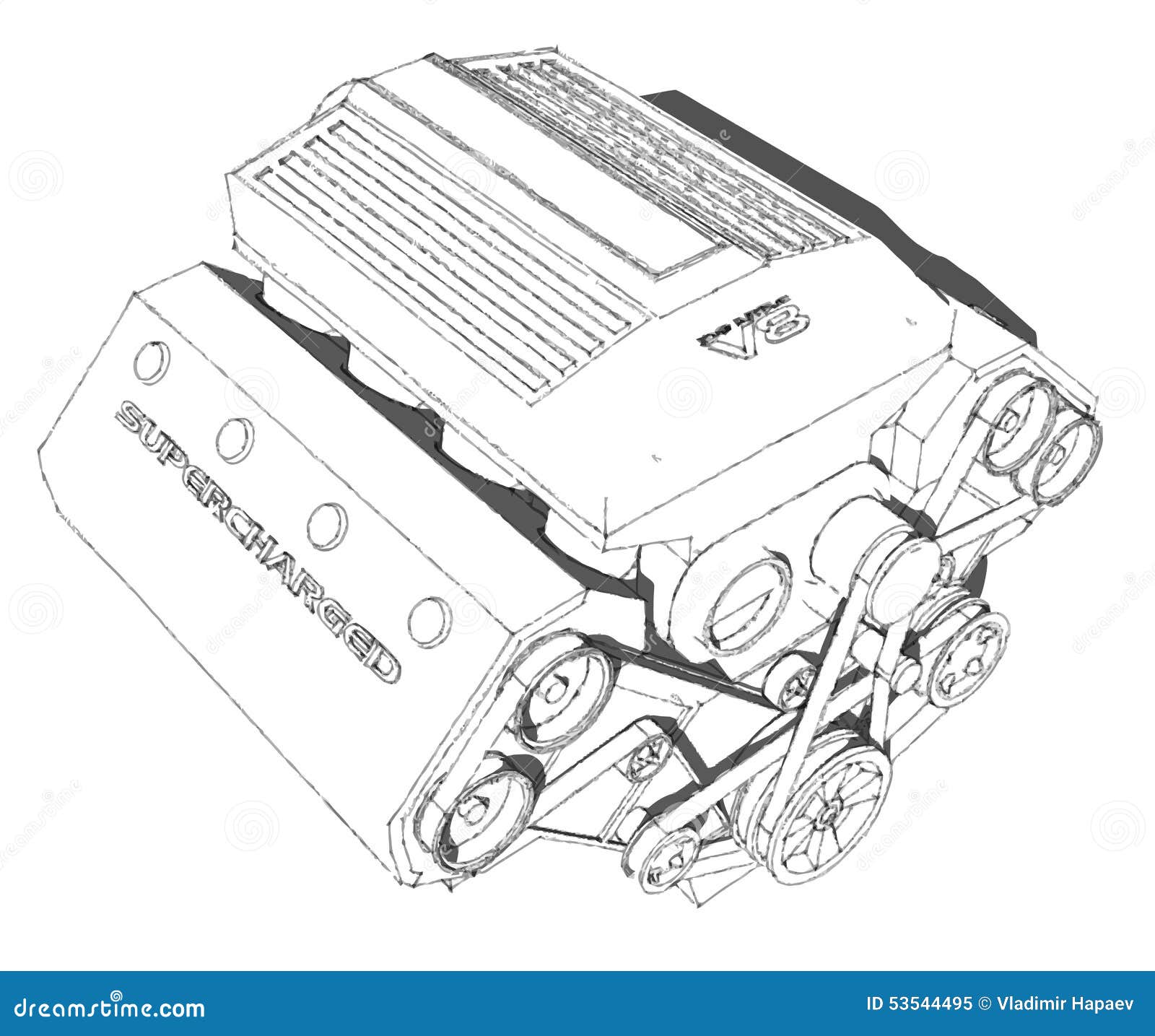 The Internal Combustion Engine. Powerful Eight Stock Vector ...