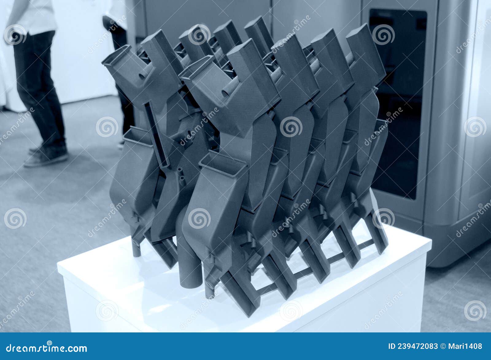 Prototype Printed On 3D Printer Brick Building With Columns And Glowing ...