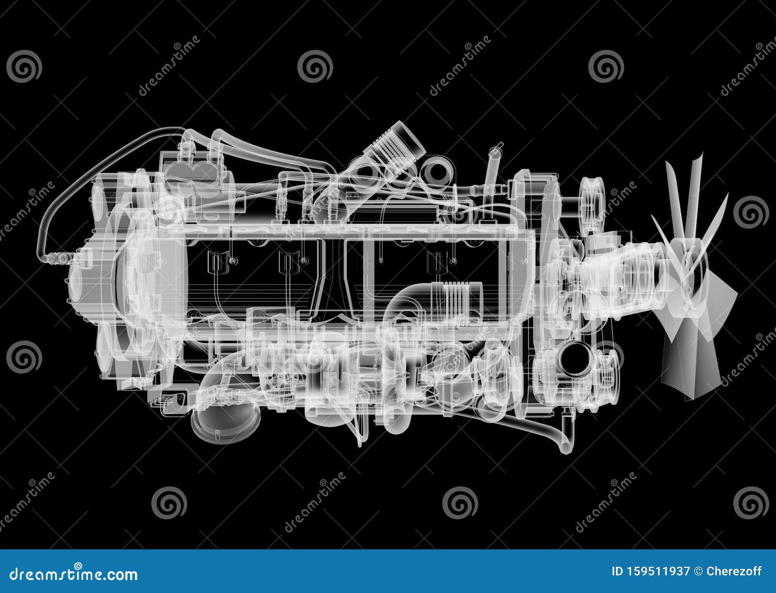 Internal Combustion Engine X-Ray Style Stock Illustration ...