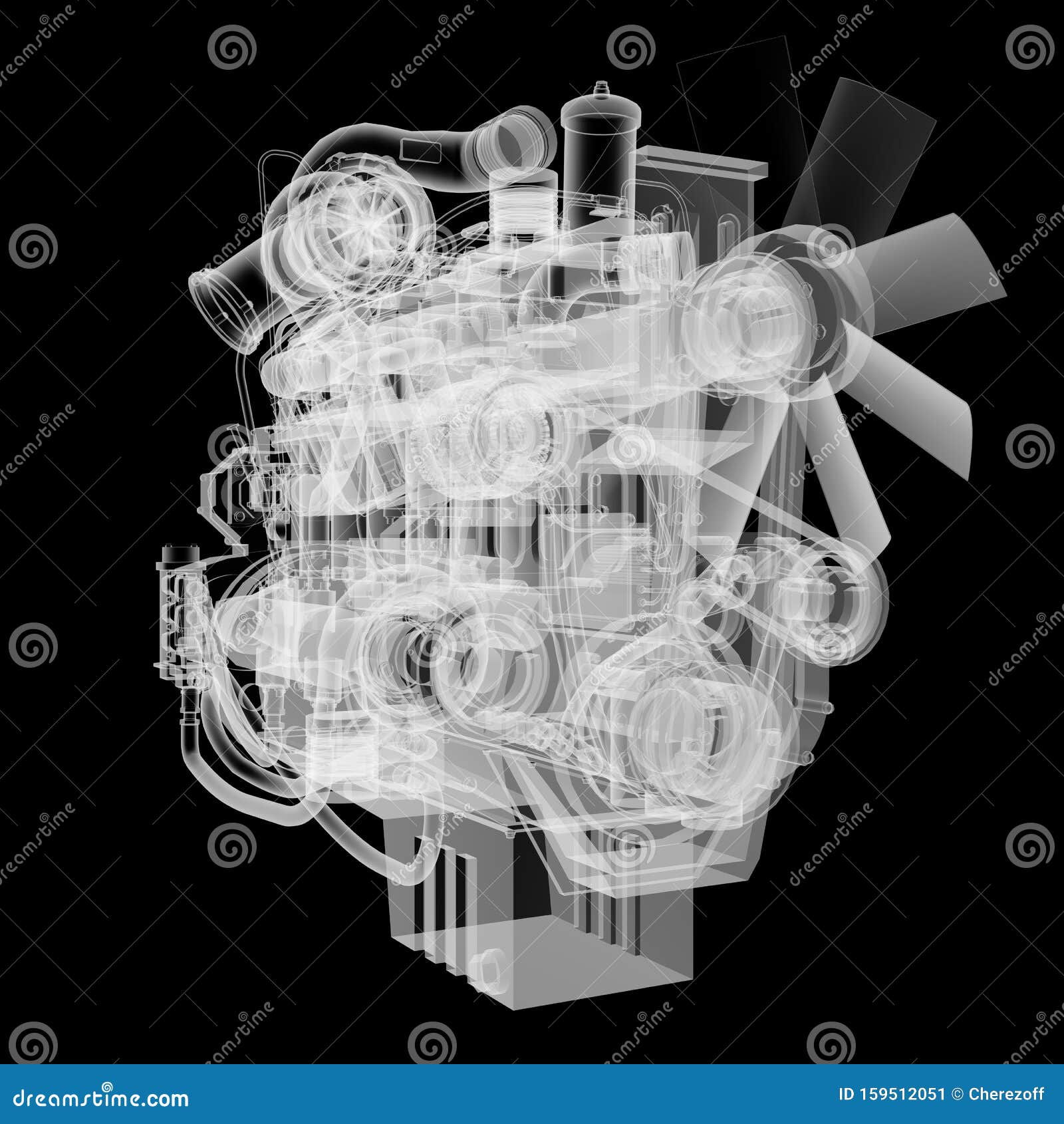Internal Combustion Engine X-Ray Style Stock Illustration ...