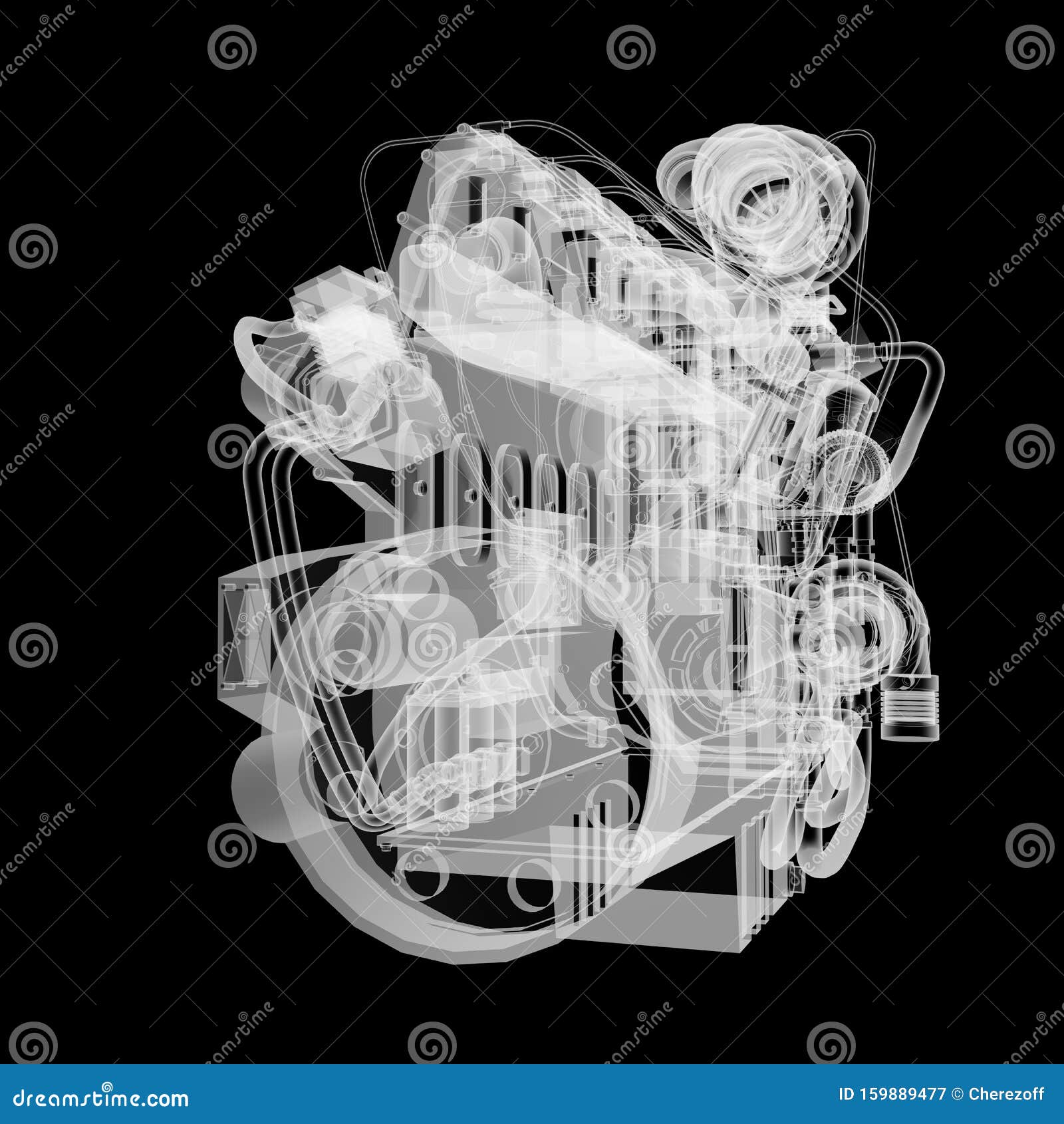 Internal Combustion Engine X-Ray Style Stock Illustration ...