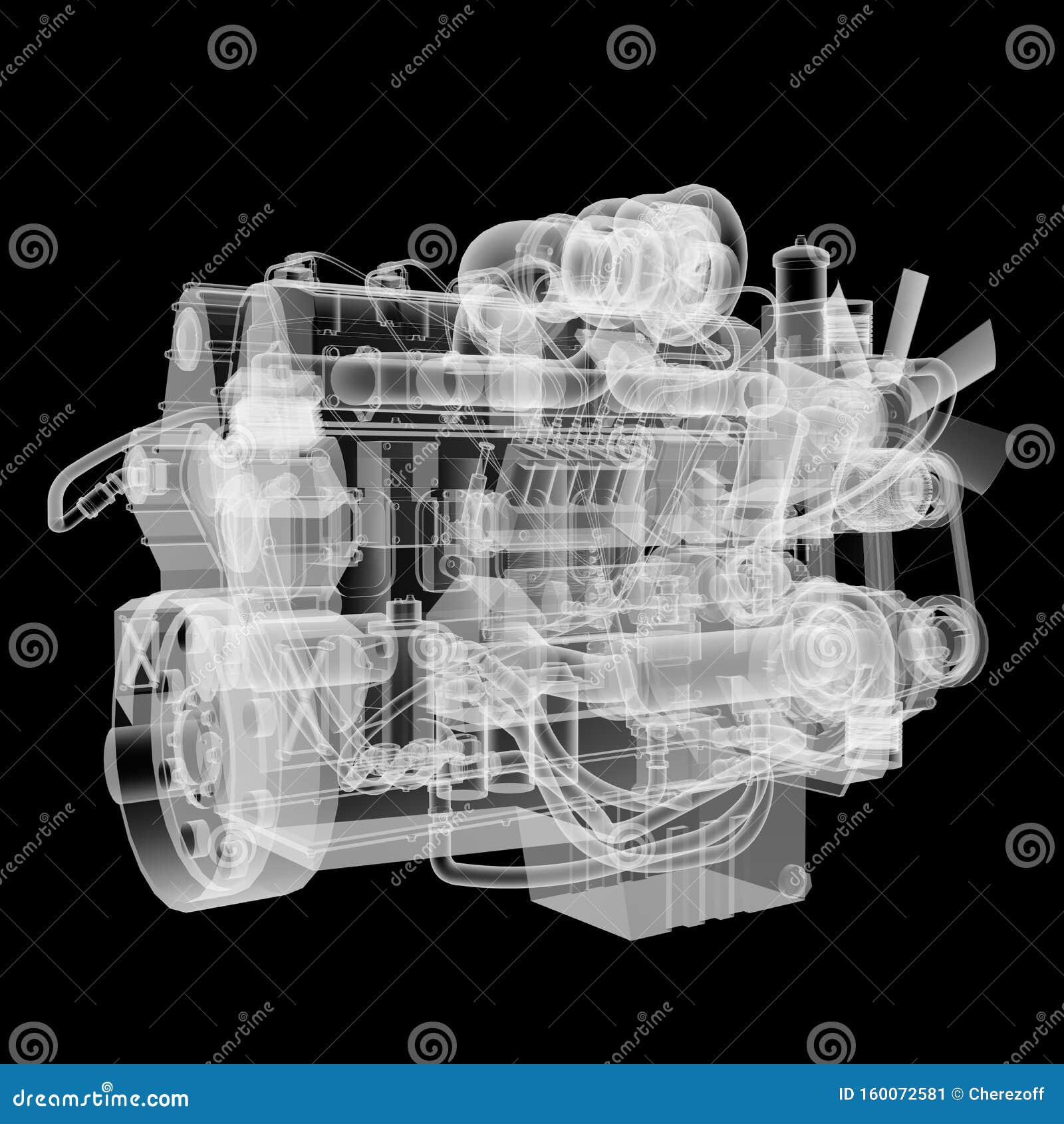 Internal Combustion Engine X-Ray Style Stock Illustration ...