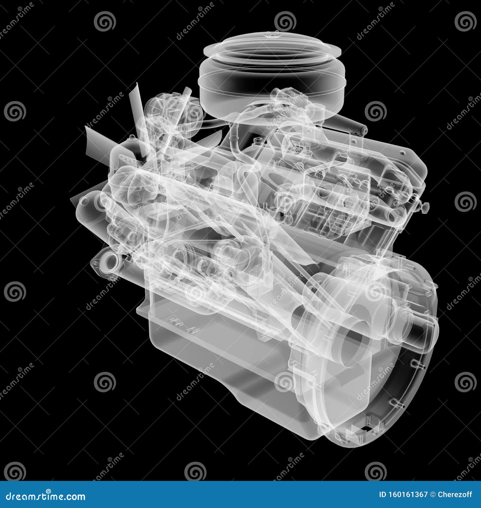 Internal Combustion Engine X-Ray Style Stock Illustration ...