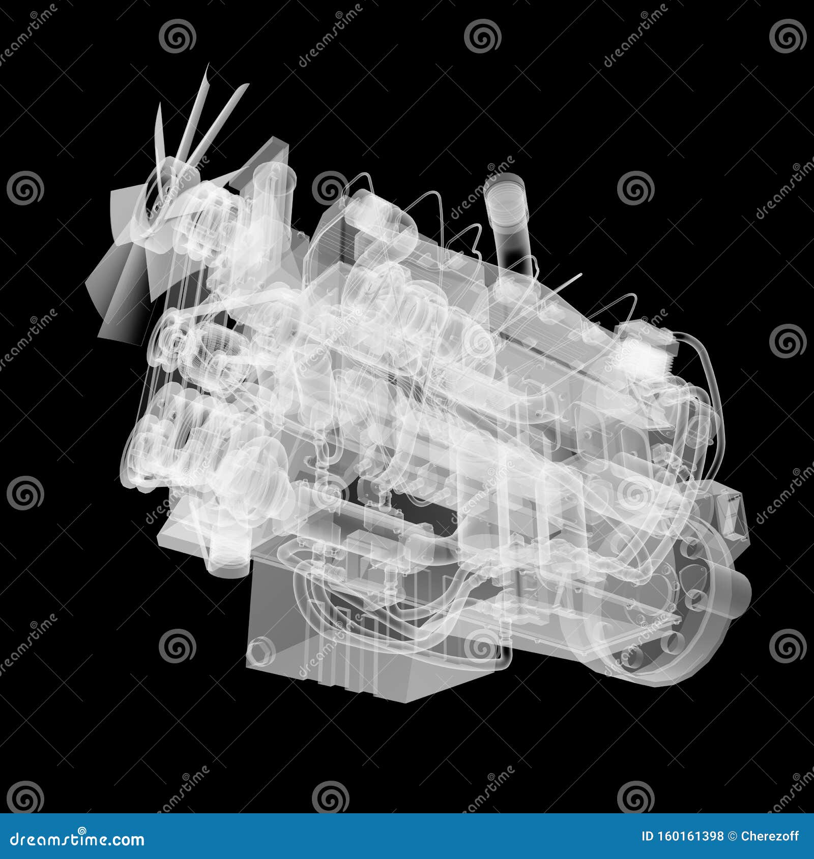 Internal Combustion Engine X-Ray Style Stock Illustration ...