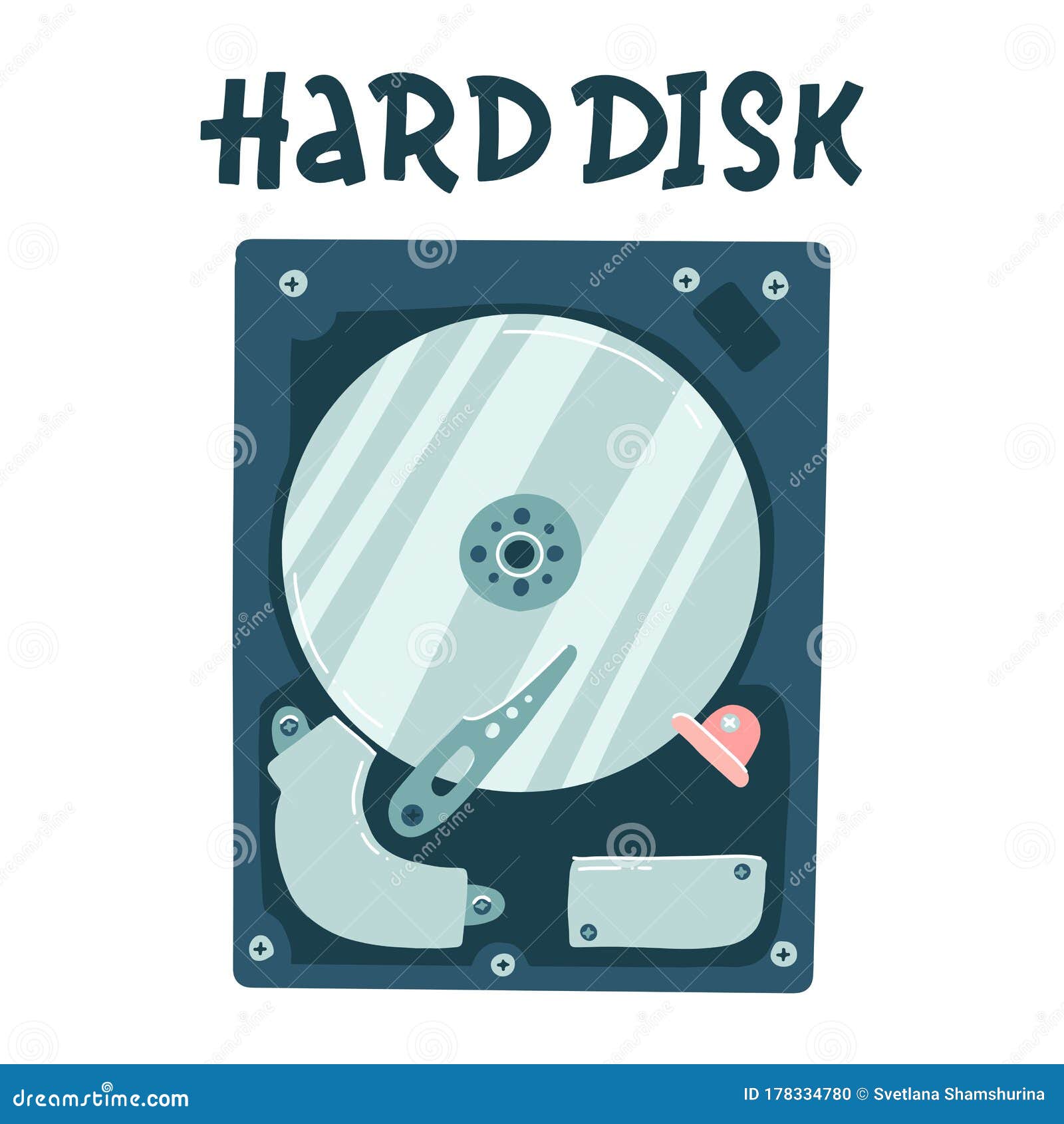 Internal Computer Hard Disk. Harddisk Flat Vector Illustration with ...