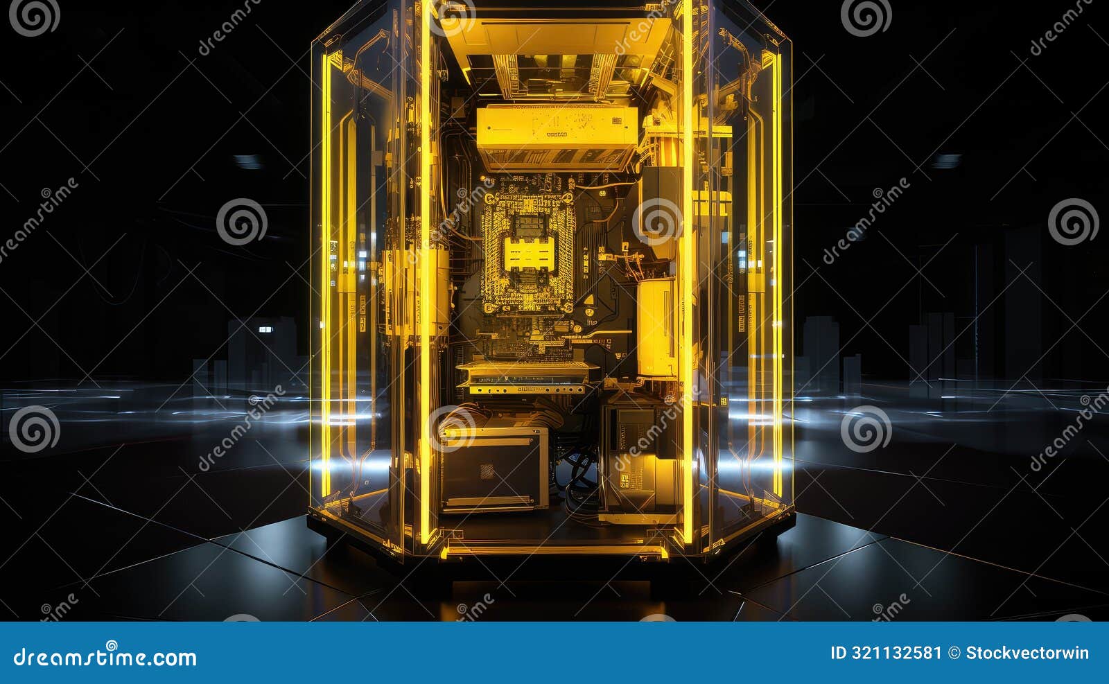 Internal computer yellow stock illustration. Illustration of ...