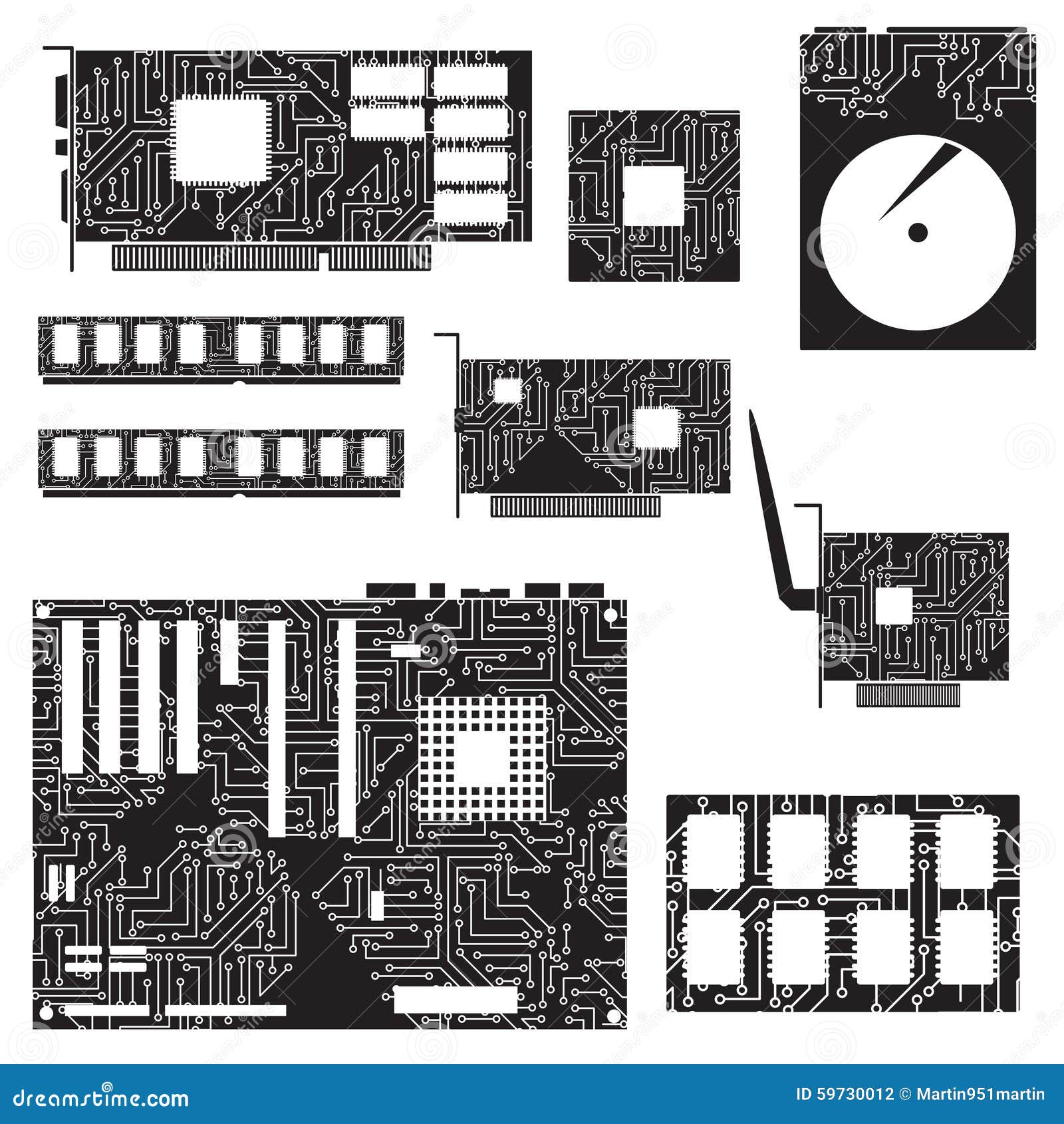 Internal Desktop Computer Components and Circuits Stock Vector ...