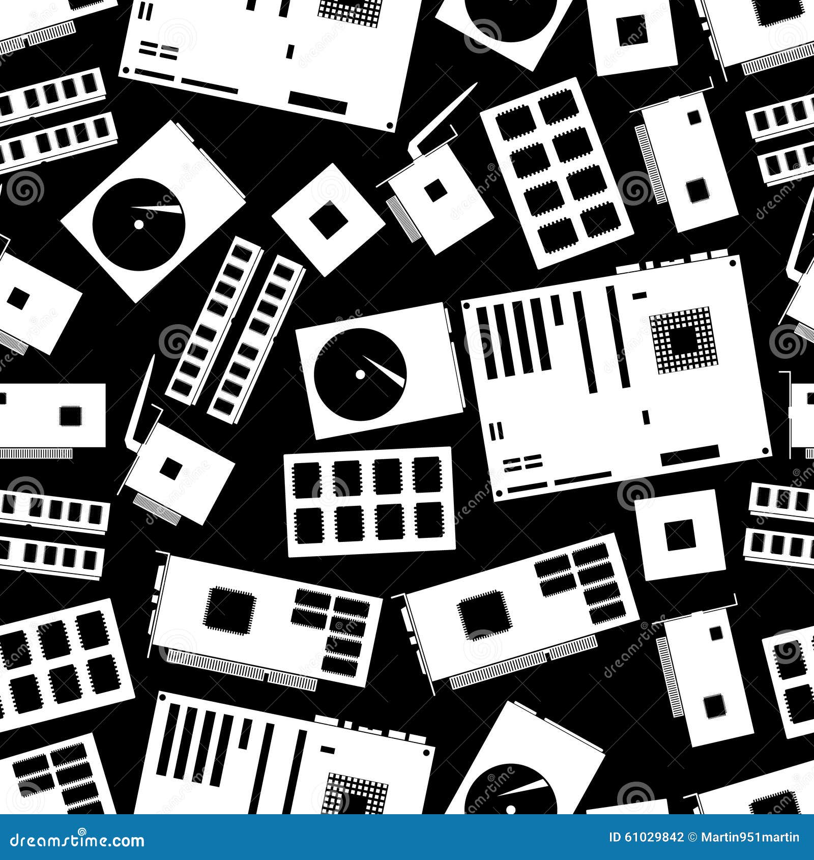 Internal Desktop Computer Components Seamless Dark Pattern Eps10 Stock ...