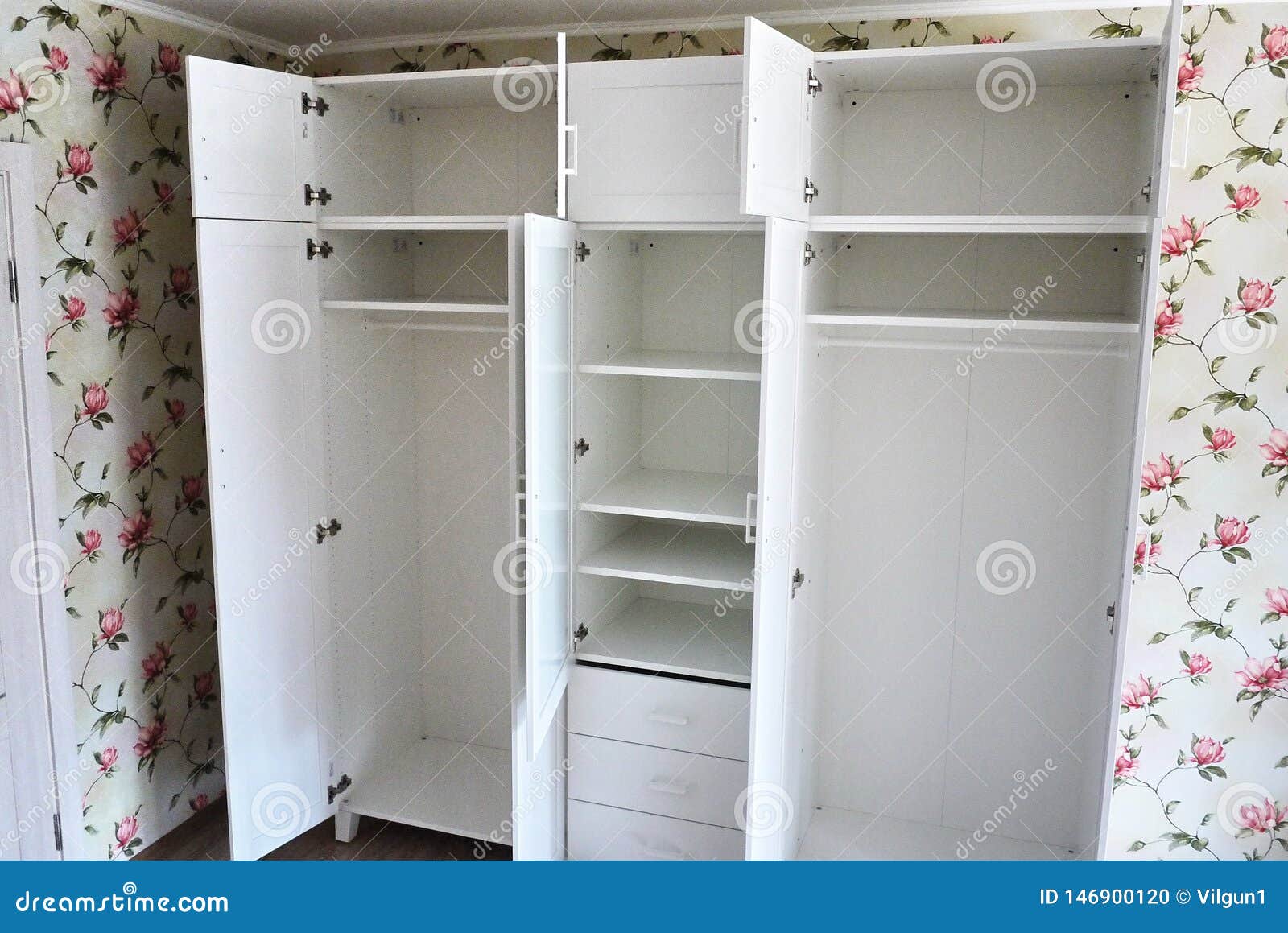 Internal Details of the Wardrobe. Large Wardrobe. Details and Close-up ...