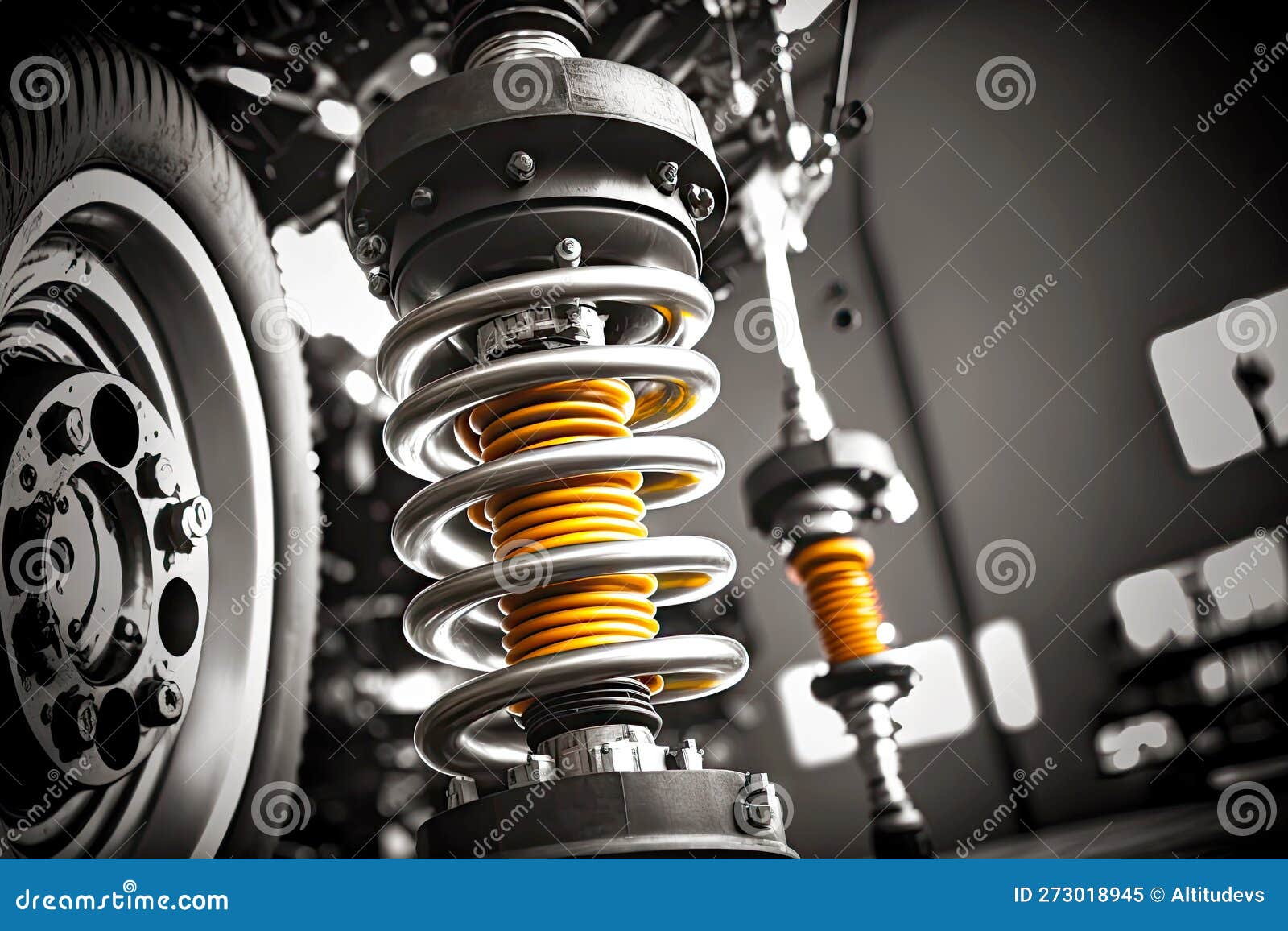 Internal Device Car Shock Absorber on Grey Background Stock ...