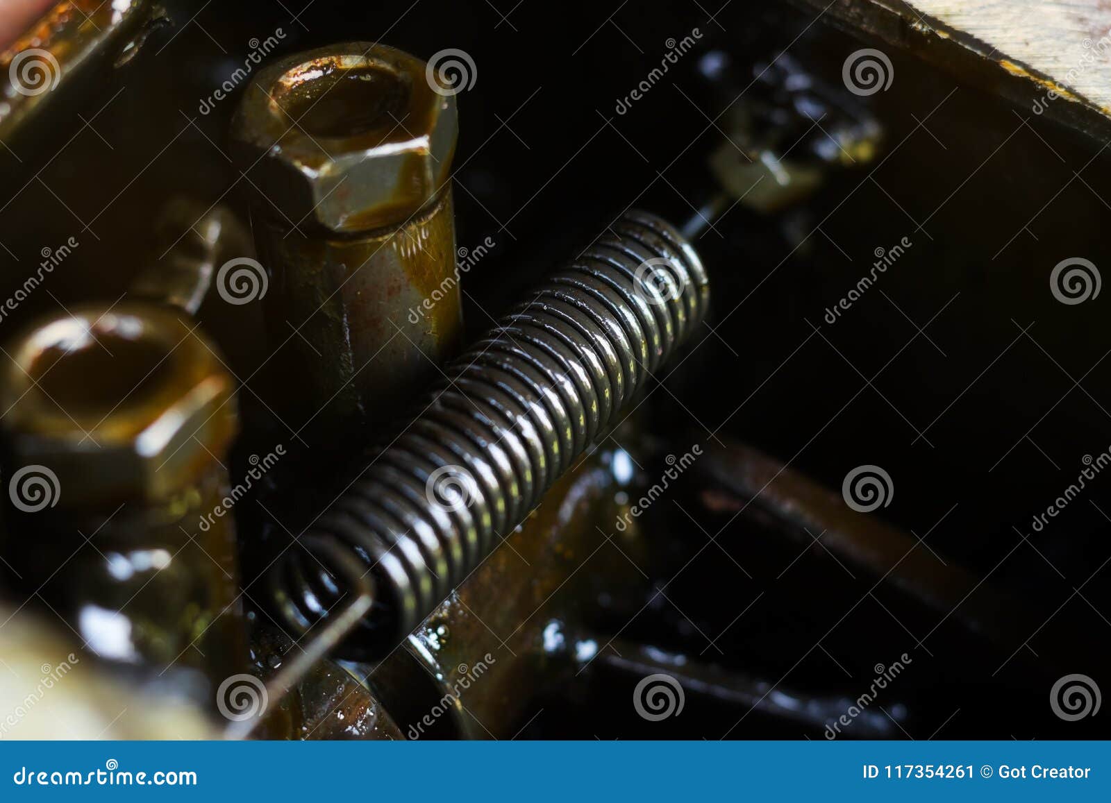 Internal Engine Spring Close Up. Engine Walking Tractor. Stock Image ...