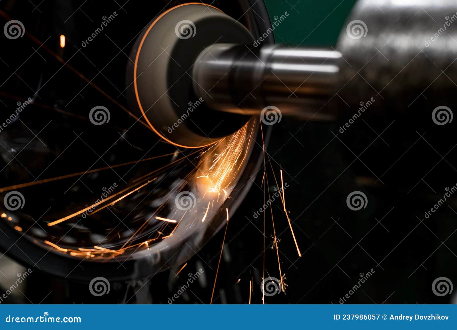 Internal Grinding of the Workpiece on the Machine, Sparks and Coolant ...