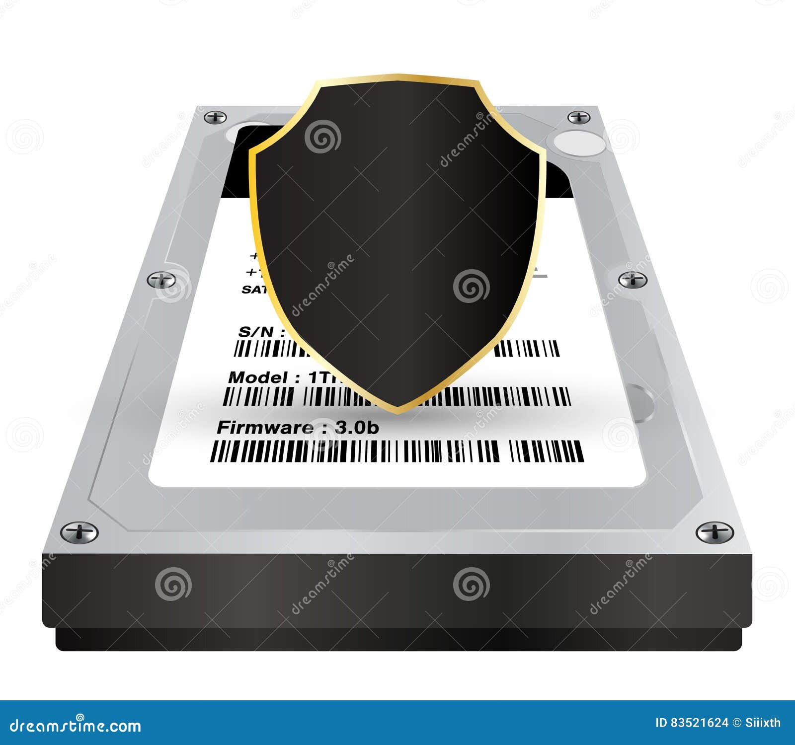 Internal Hard Disk with a Protection Data Shield Stock Vector ...
