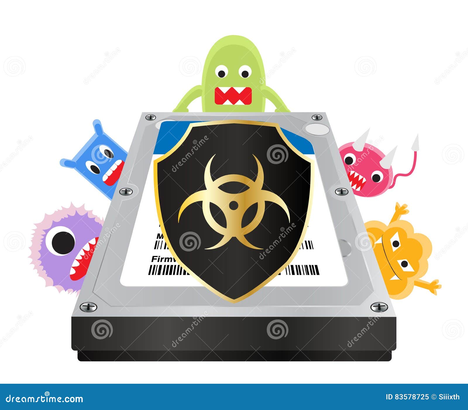 Internal Hard Disk with a Virus Computer Protection Shield Stock Vector ...