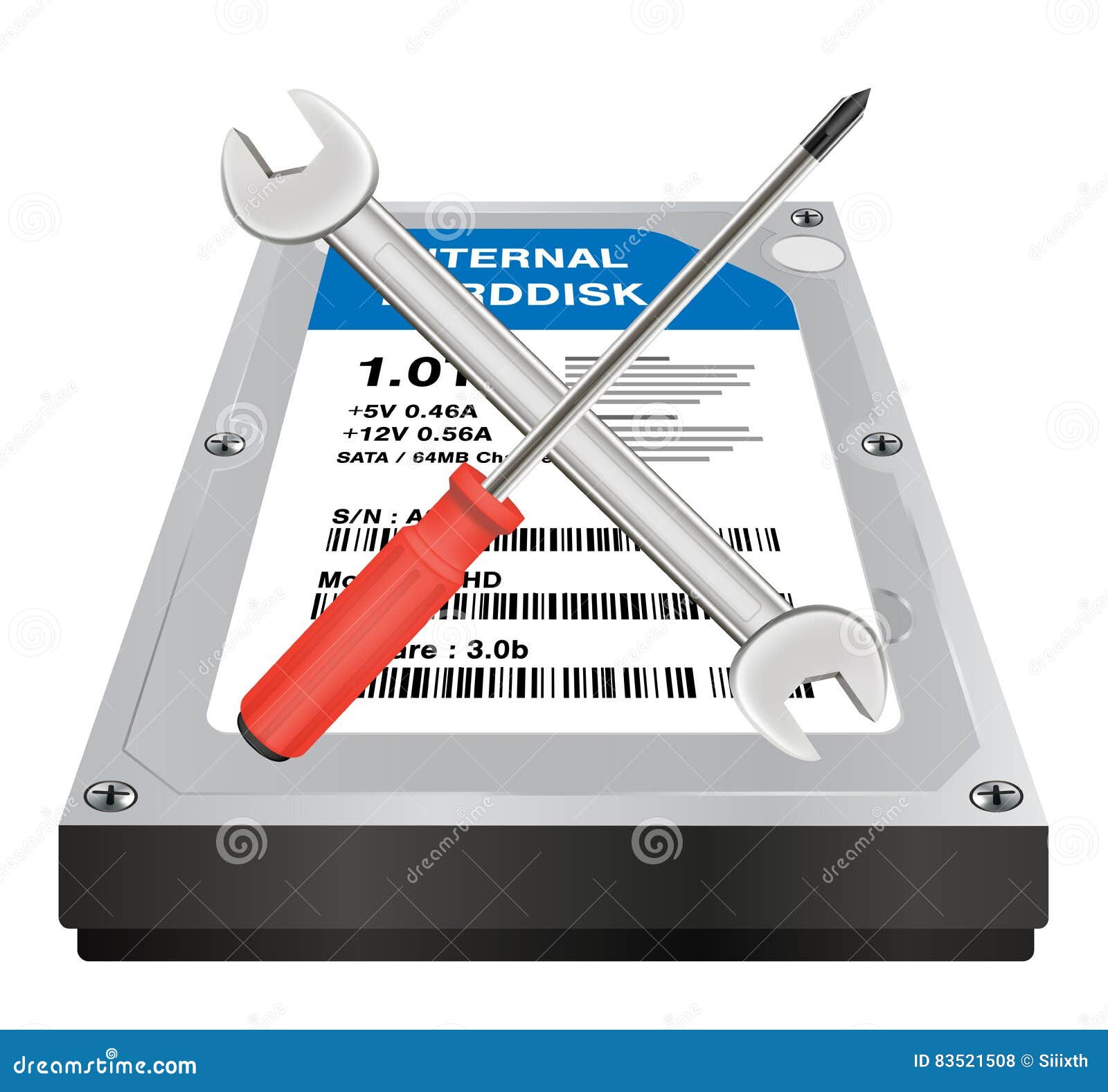 Internal Hard Disk with a Wrench and Screwdriver Repair Logo Stock ...