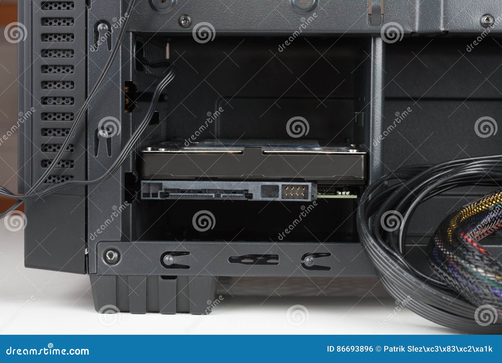 Internal Hard Drive Inserted in Computer Case. Stock Photo - Image of ...
