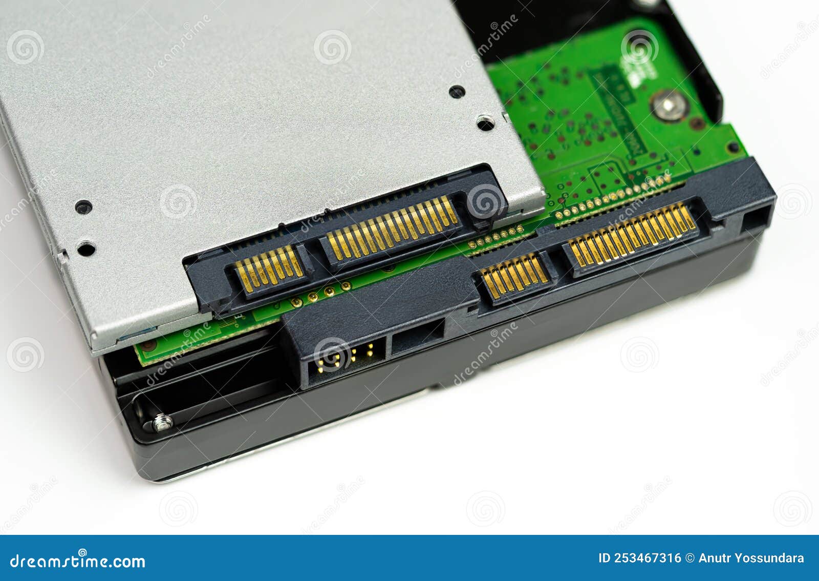 Internal Hard Disk Drive in 3.5 and SSD Drive Isolated on White Closed ...