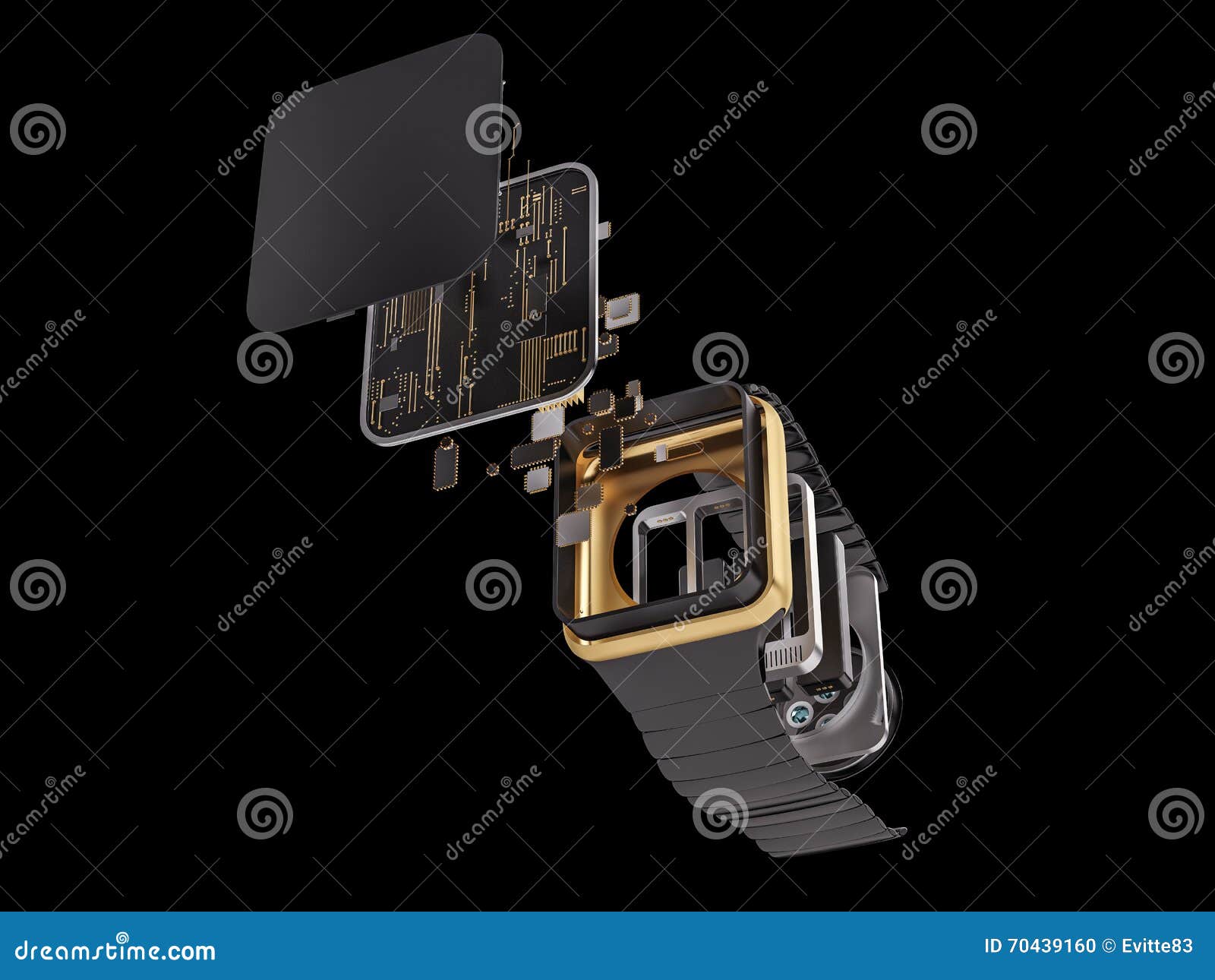 Internal Inside Electronic Smart Watches. 3D Illustration Stock ...