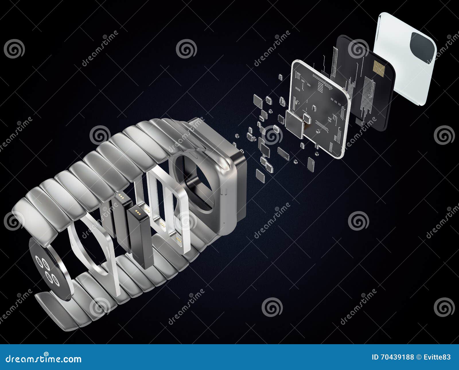Internal Inside Electronic Smart Watches. 3D Illustration Stock ...