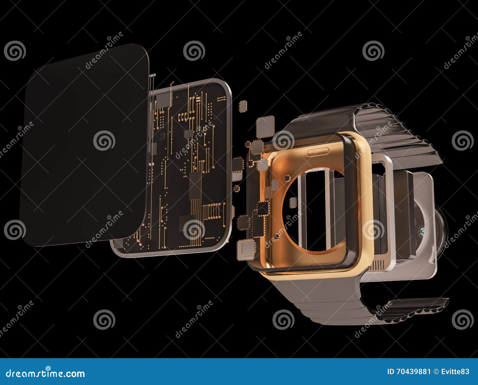 Internal Inside Electronic Smart Watches. 3D Illustration Stock ...
