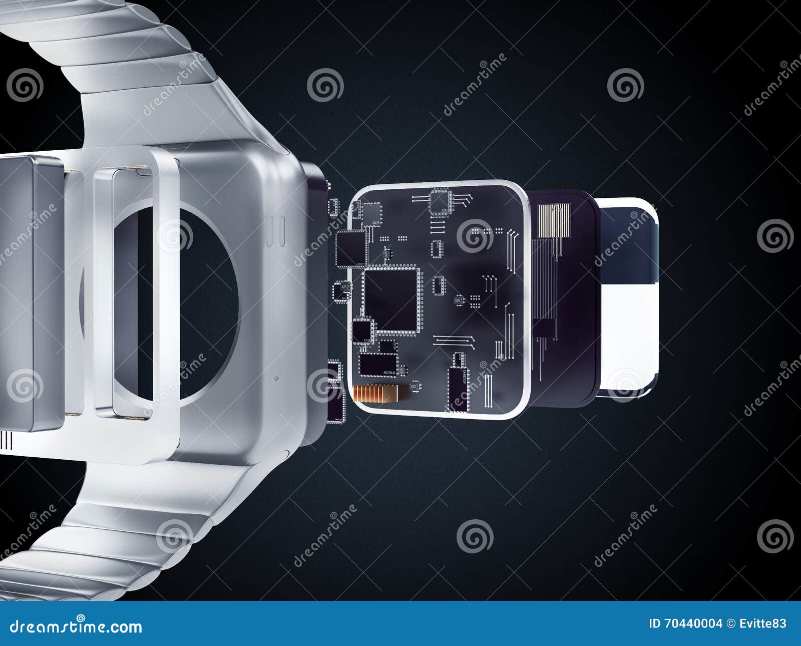 Internal Inside Electronic Smart Watches. 3D Illustration Stock ...