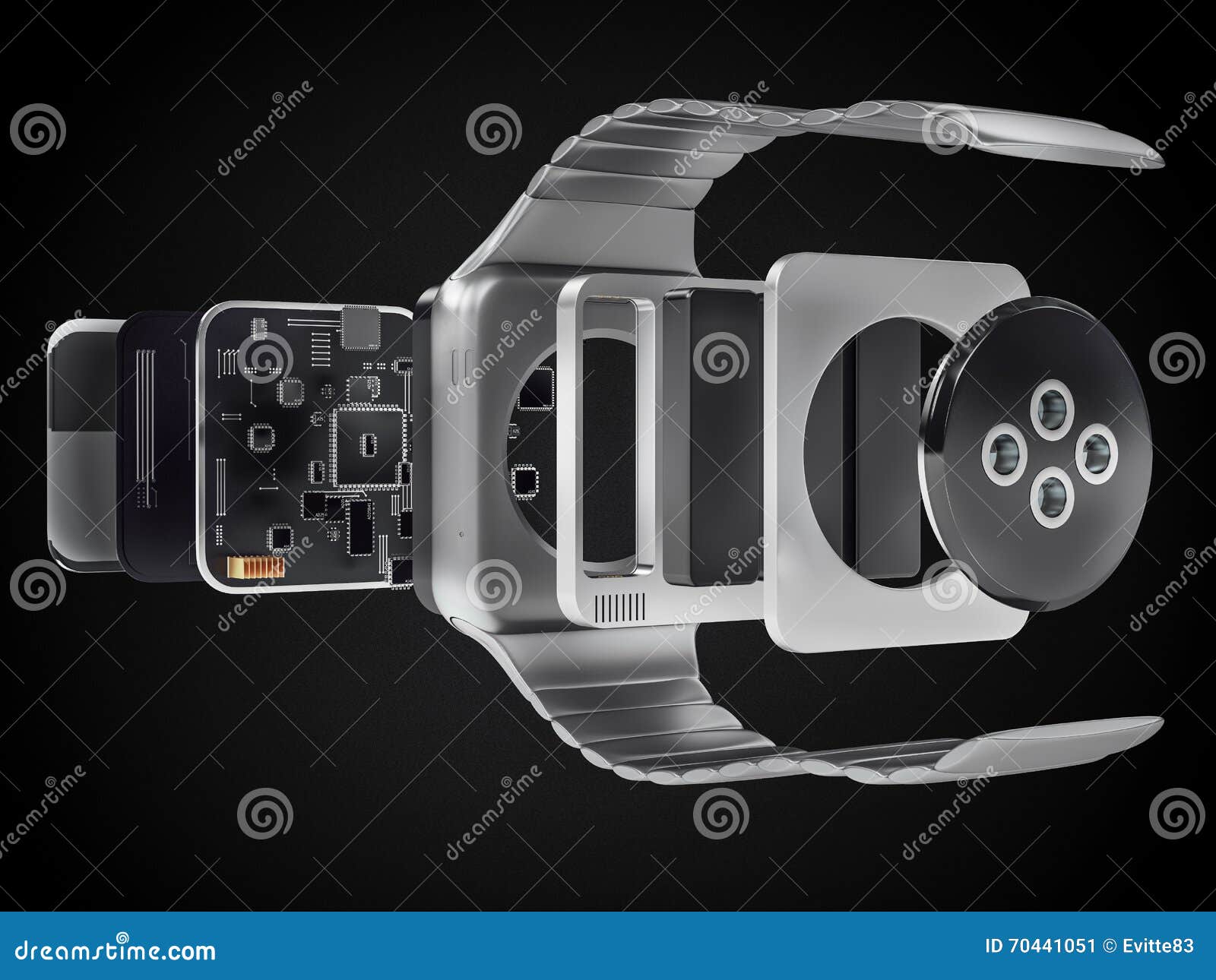 Internal Inside Electronic Smart Watches. 3D Illustration Stock ...