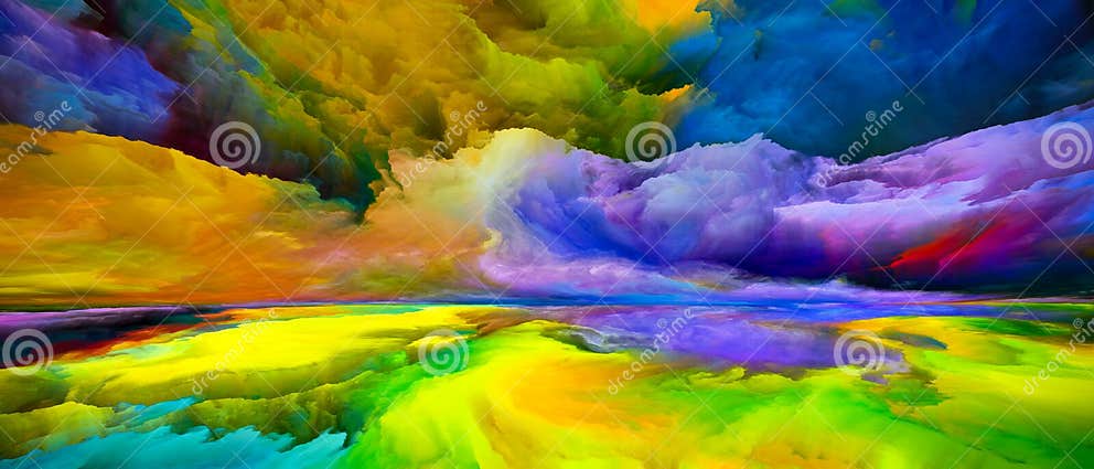 Colorful Heaven and Earth stock illustration. Illustration of vista ...