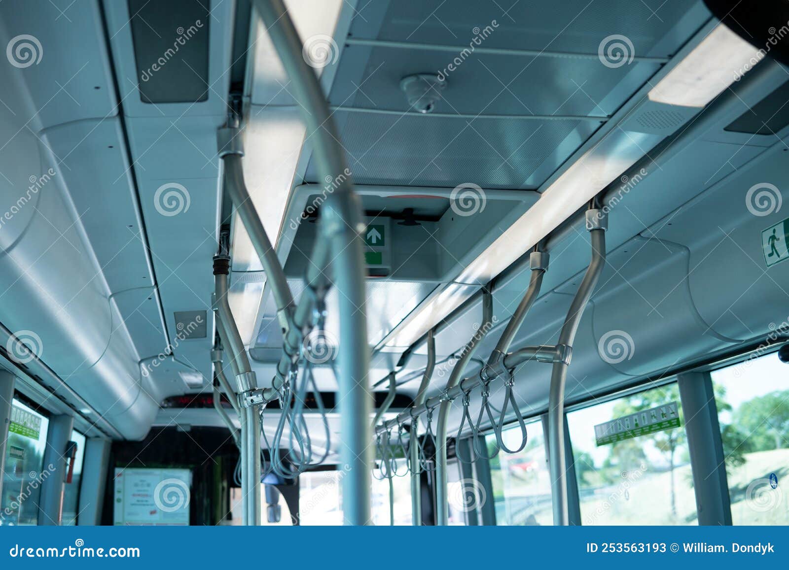 Internal lights of a bus stock image. Image of compartment - 253563193