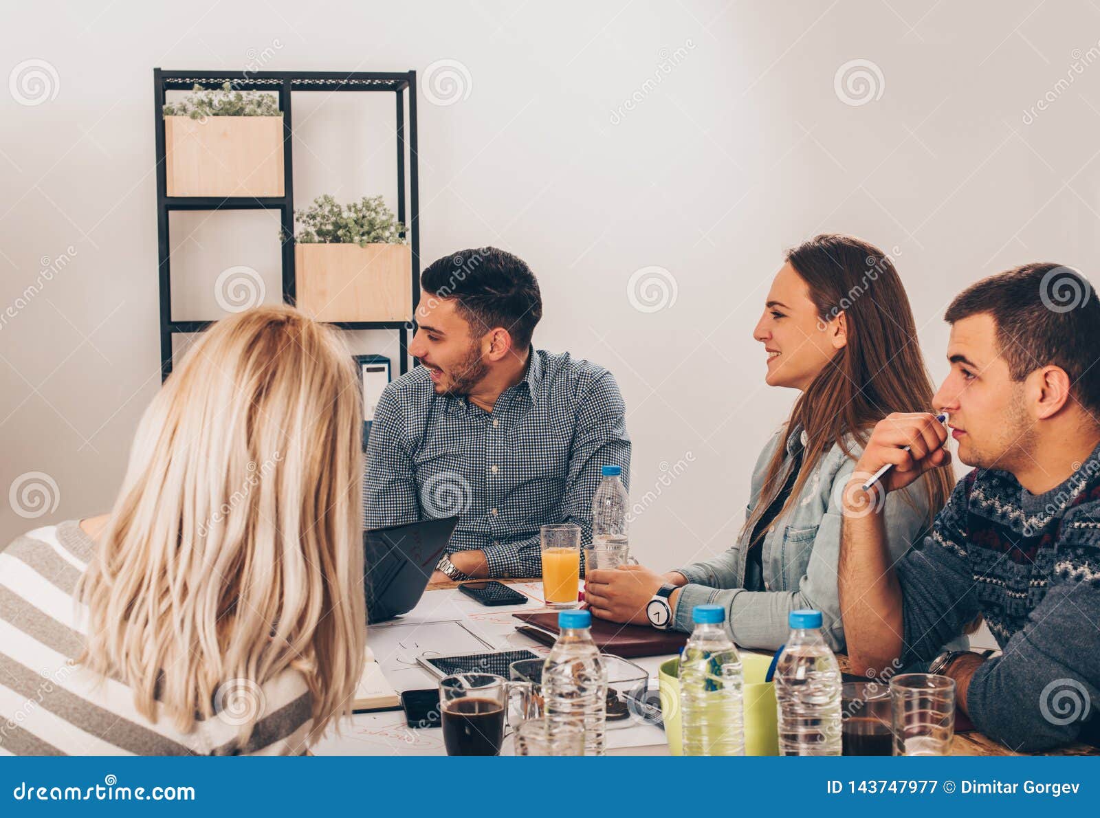 Internal Meeting in the Office Stock Image - Image of contract, male ...