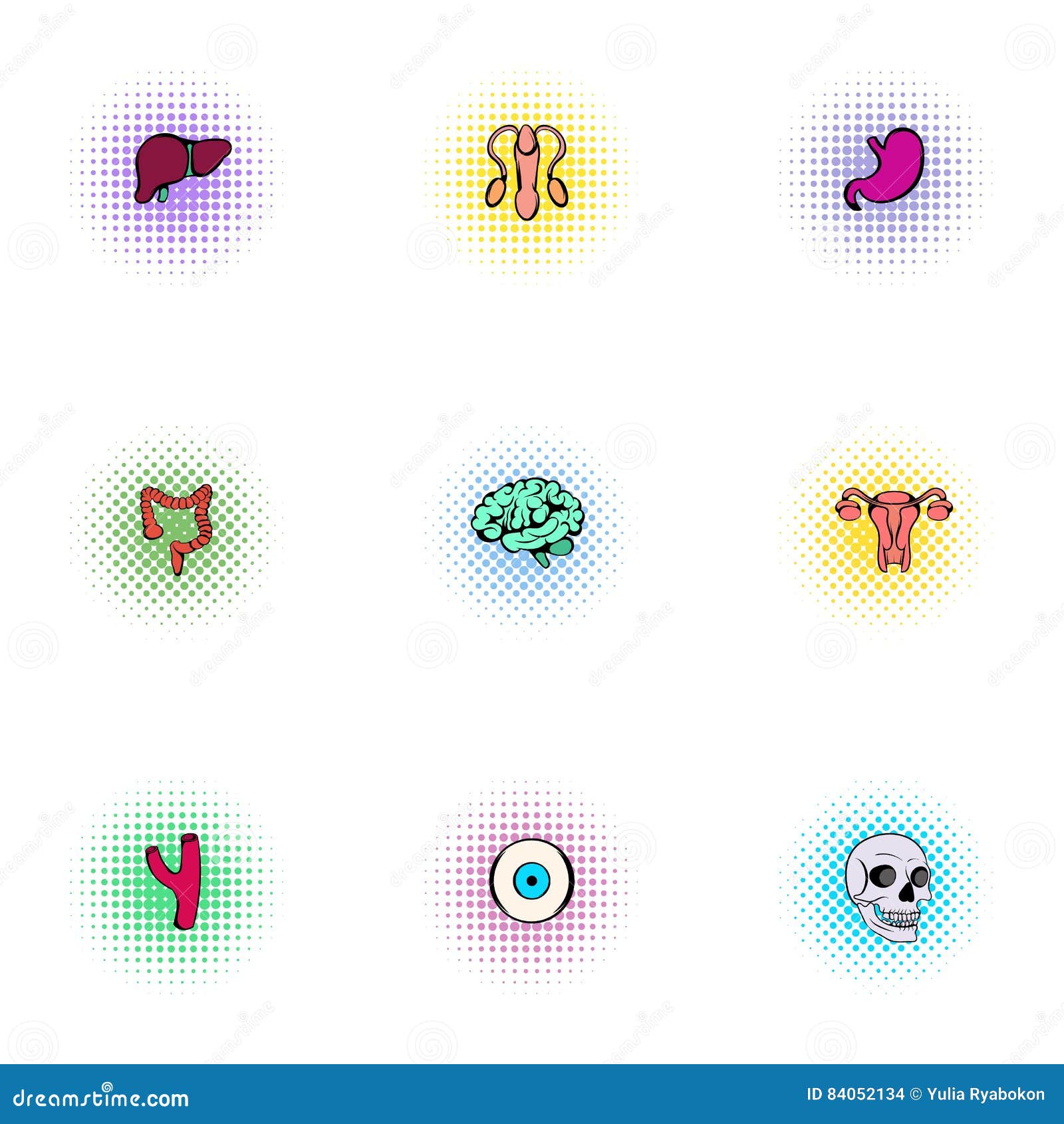 Internal Organs Icons Set, Pop-art Style Stock Vector - Illustration of ...