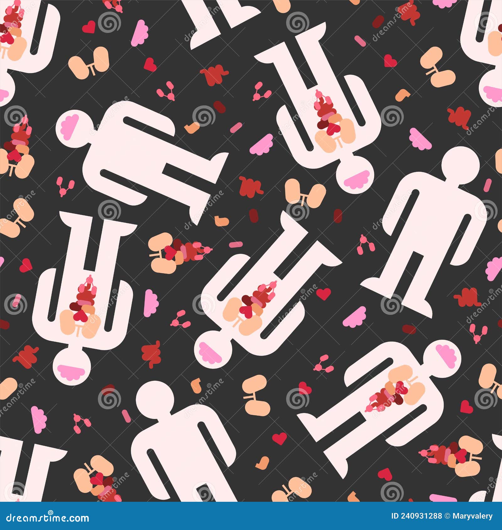 Internal Organs Simple Shape Pattern Seamless. Anatomical Medical ...