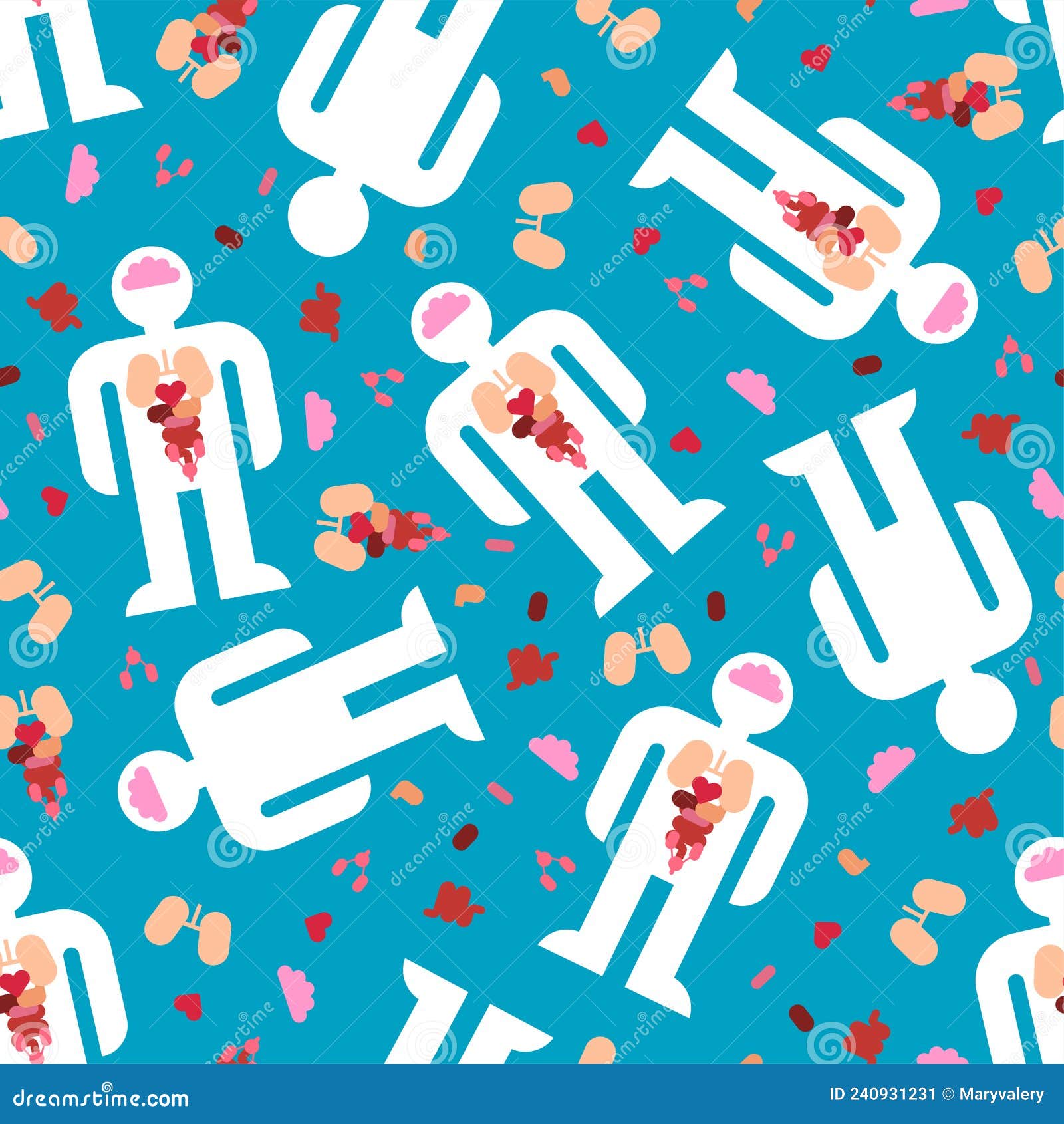 Internal Organs Simple Shape Pattern Seamless. Anatomical Medical ...