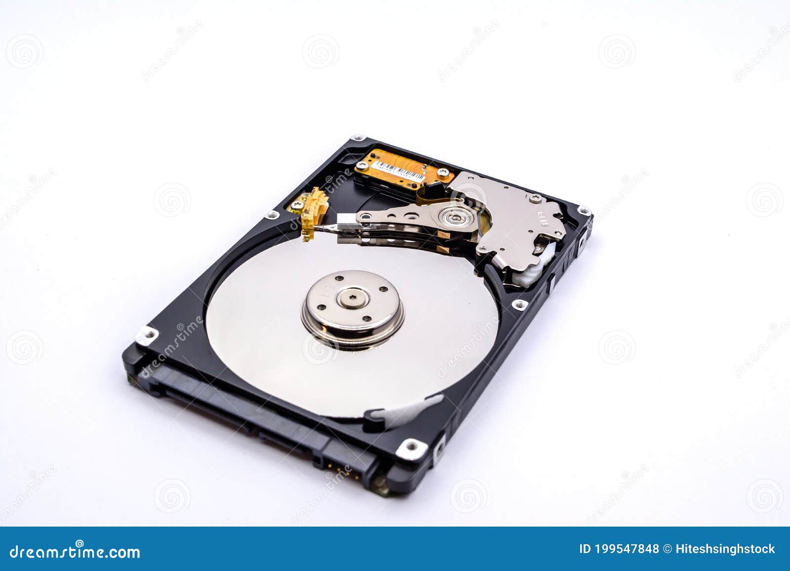 Internal Parts of a Hard Disk Isolated on a White Background. Close Up ...