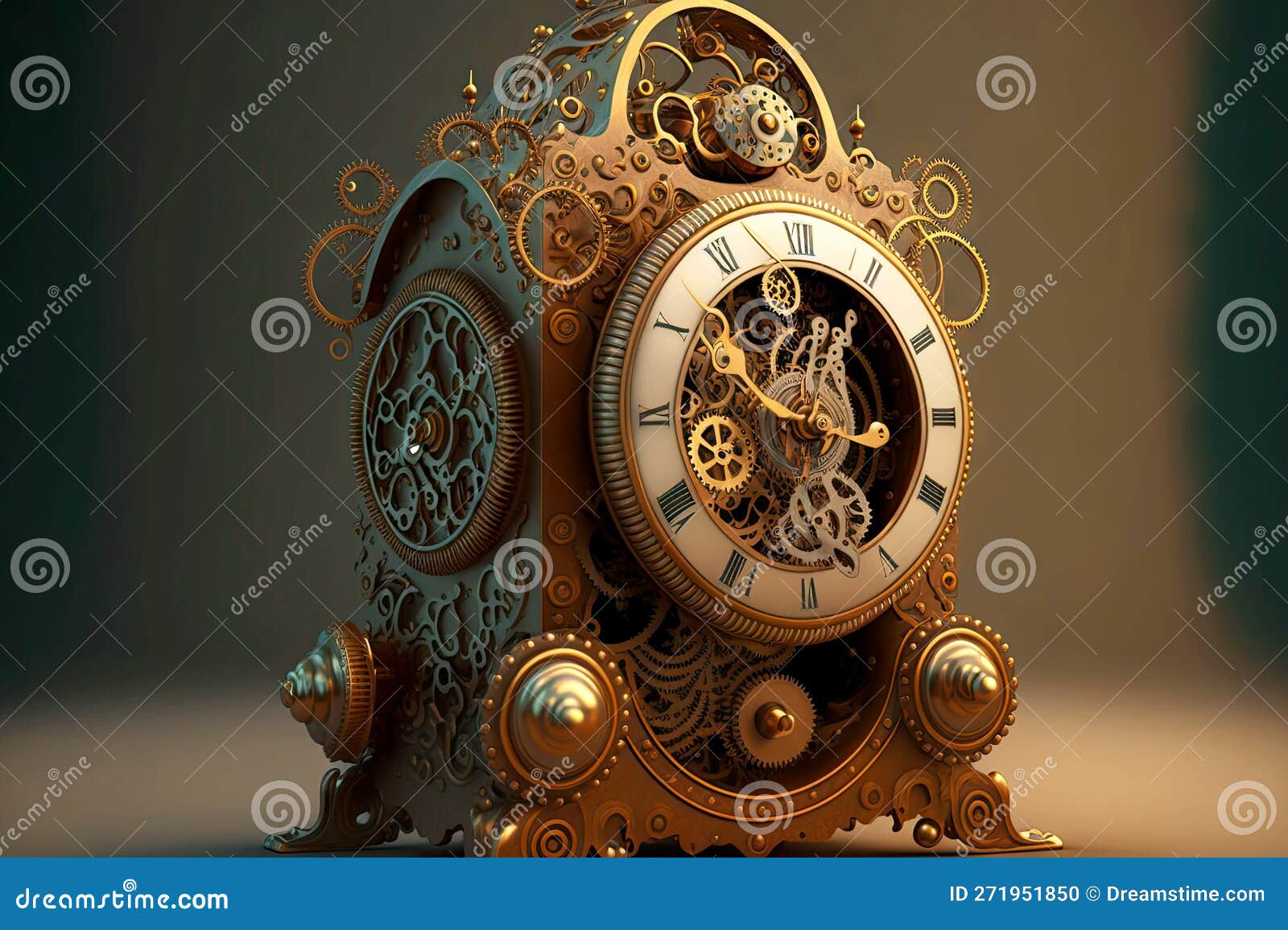 Internal Retro Clock and Clockwork Movement with Wheels and Gears Stock ...