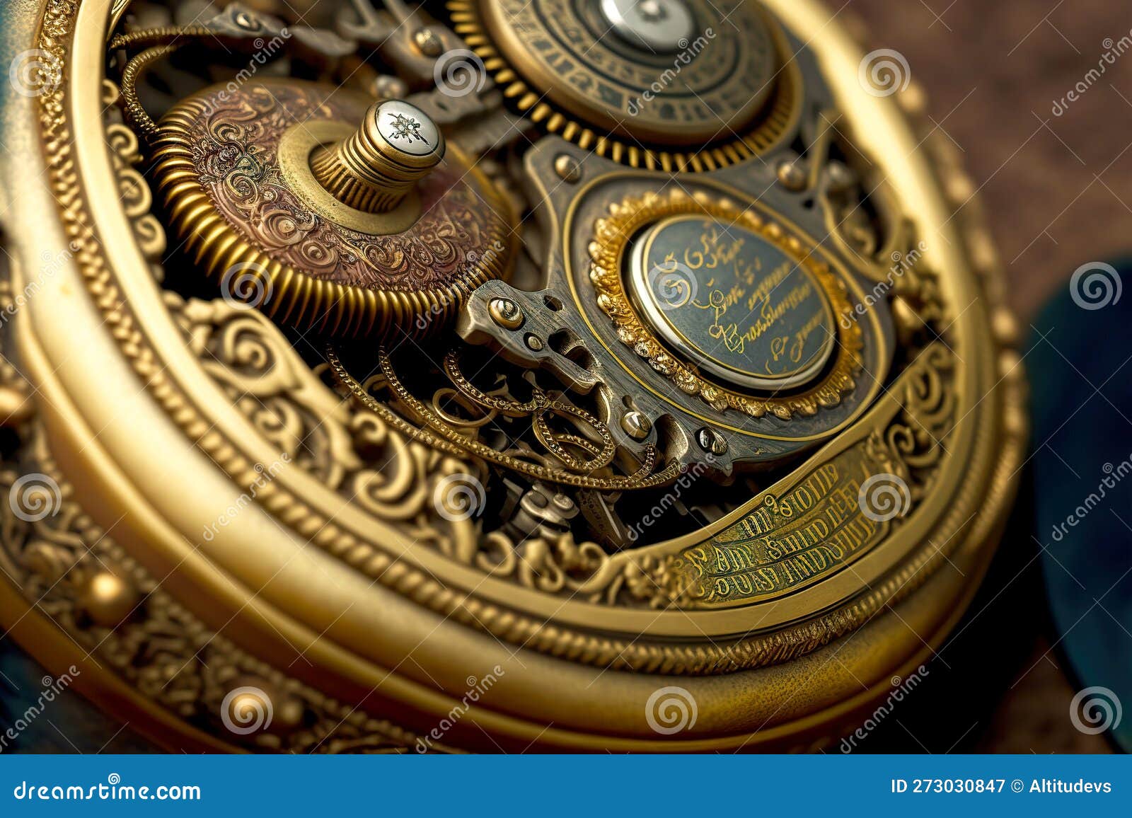 Internal Retro Clock and Clockwork Movement with Wheels and Gears Stock ...