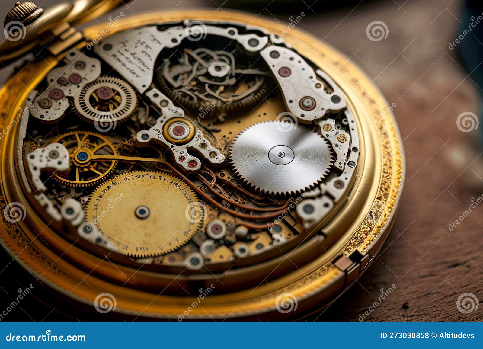 Internal Retro Clock and Clockwork Movement with Wheels and Gears Stock ...