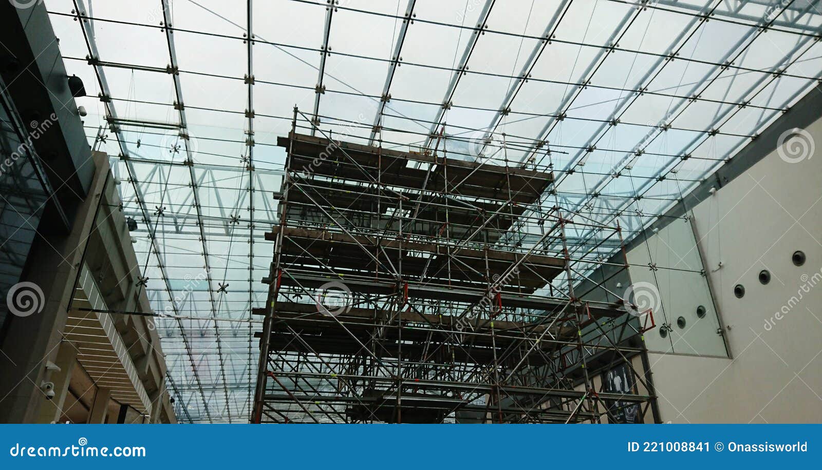 Internal Scaffolding Glass Construction Stock Image - Image of internal ...
