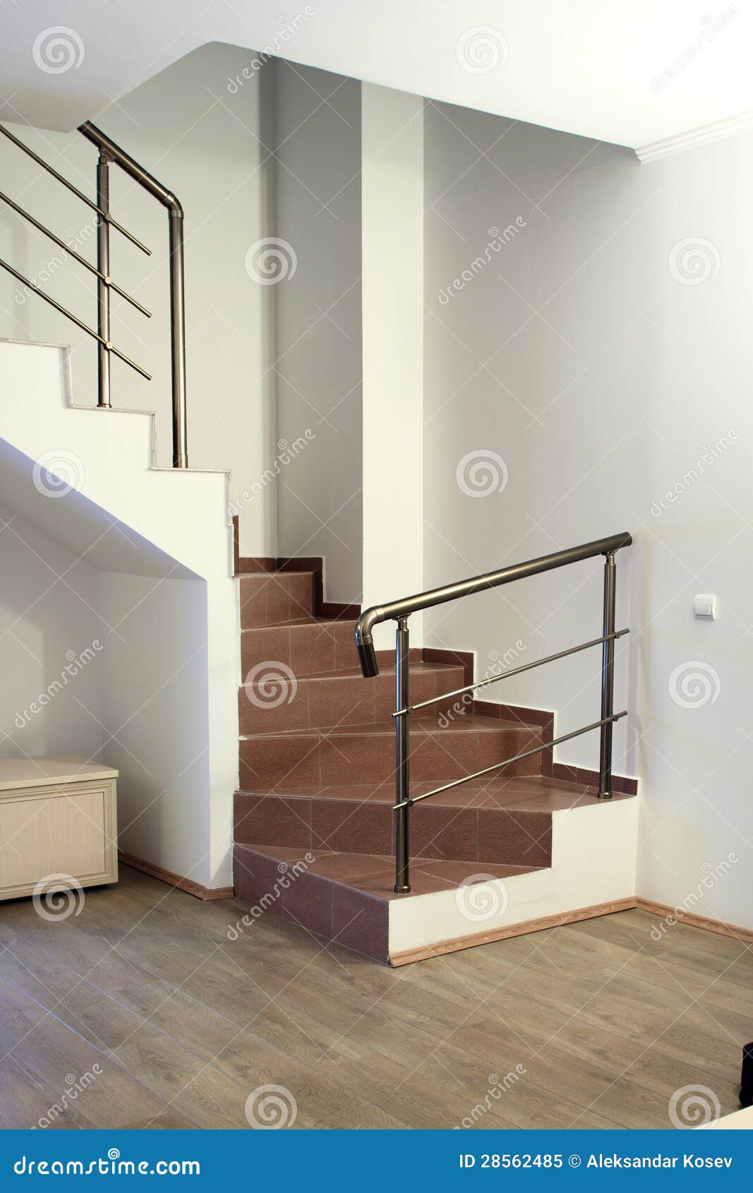 Internal Staircase With Wooden Railing Stock Image | CartoonDealer.com ...