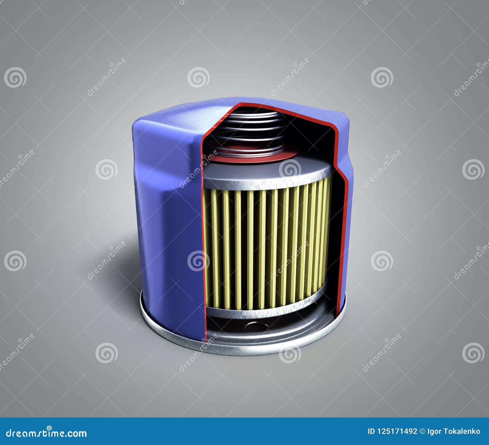 Internal Structure of Automobile Oil Filter 3d Render on Grey Stock ...