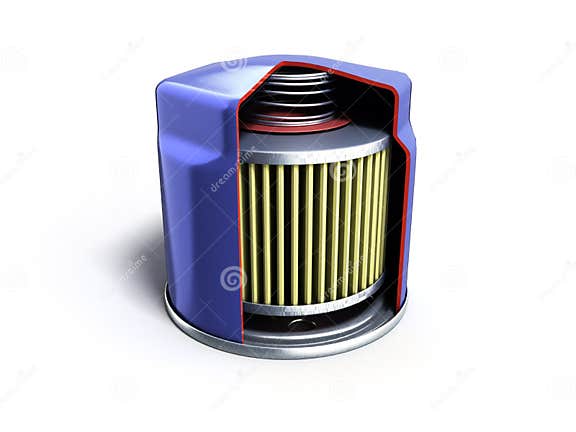 Internal Structure of Automobile Oil Filter 3d Render on White Stock ...