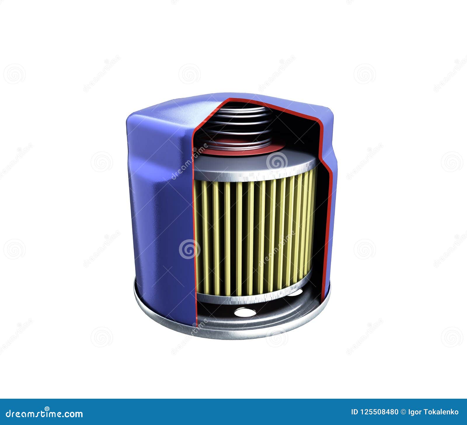 Internal Structure of Automobile Oil Filter 3d Render on White N Stock ...