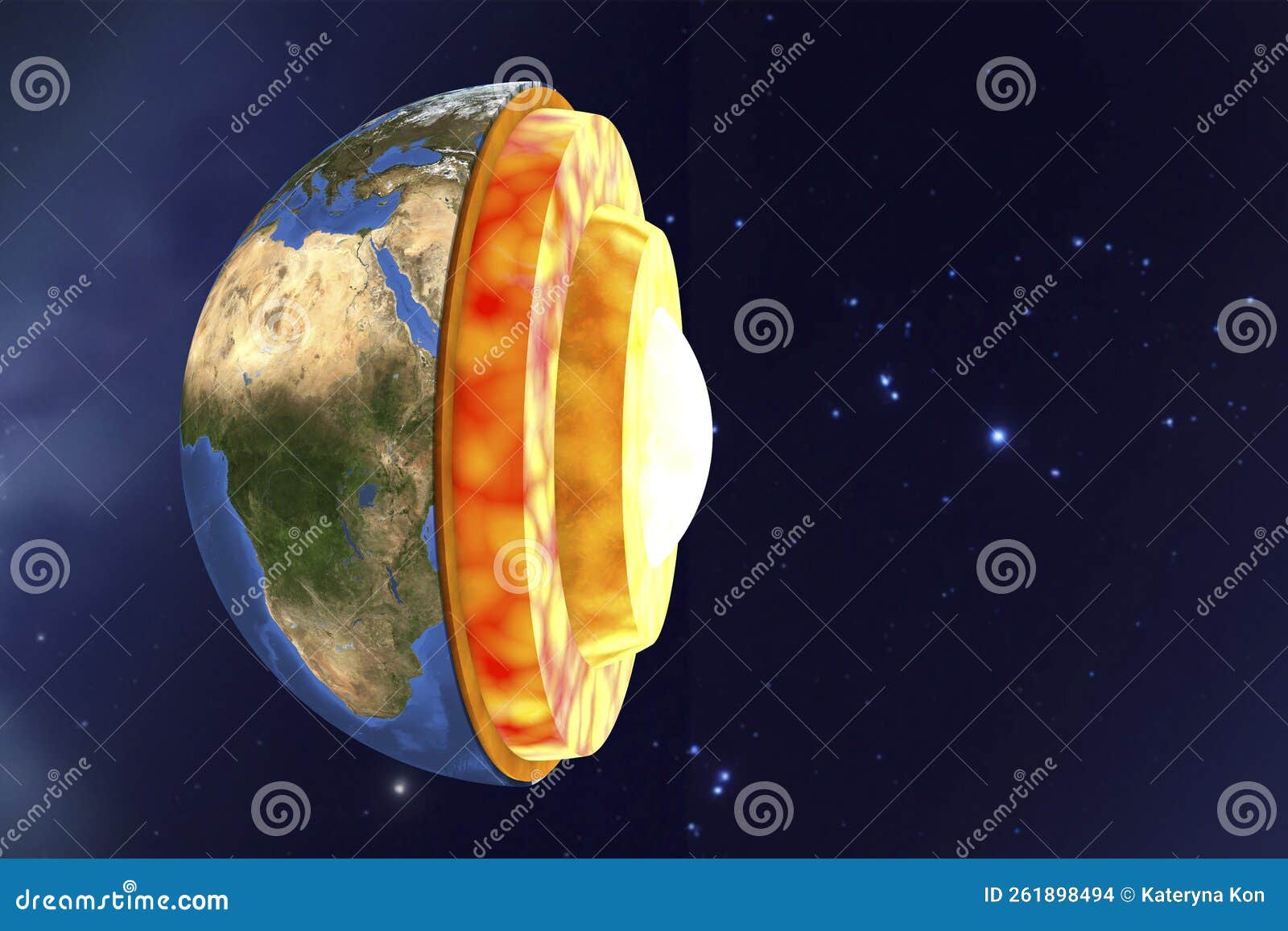 Structure of the Earth, 3D Illustration Stock Illustration ...