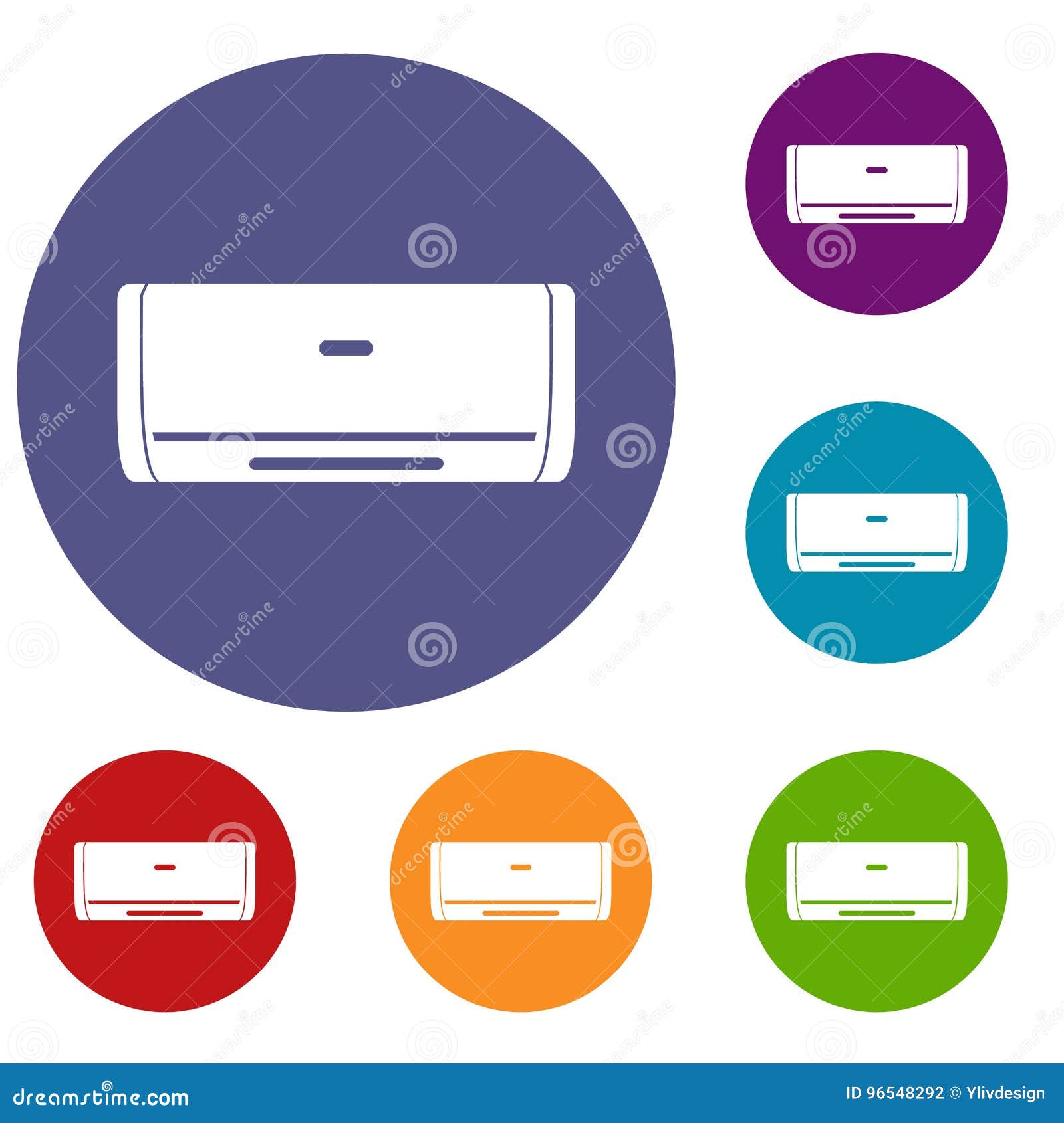 Internal Unit Air Conditioner Icons Set Stock Vector - Illustration of ...